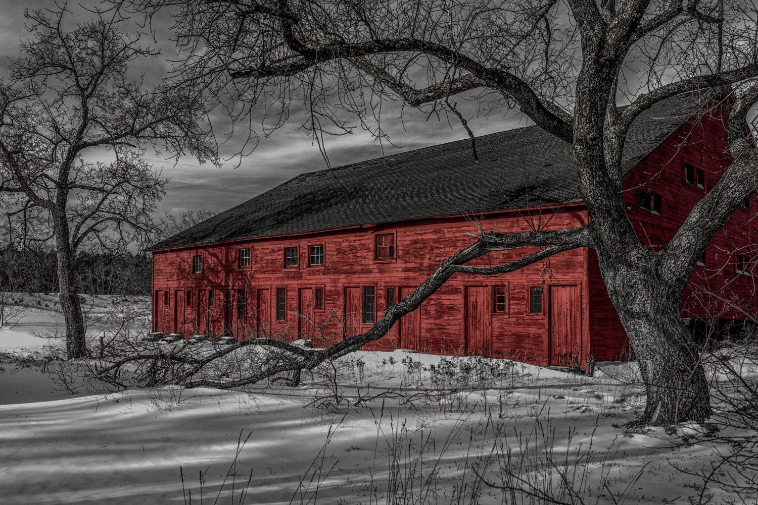 Old Red Barn Print, Antique Farm, Winter Scene Print, Barn Metal Print ...
