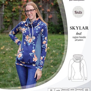 Skylar Knit Raglan Hoodie Pdf Sewing Pattern for Women - Etsy