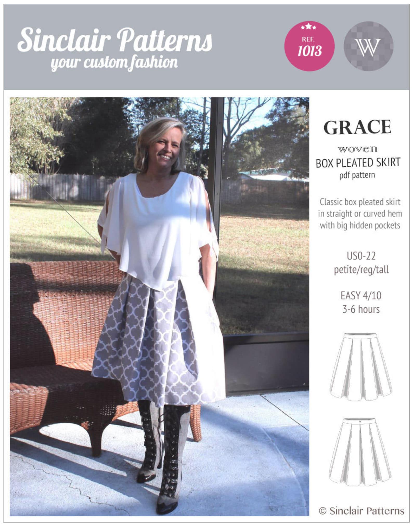 Box pleated skirt sewing pattern pdf /PDF sewing patterns for | Etsy