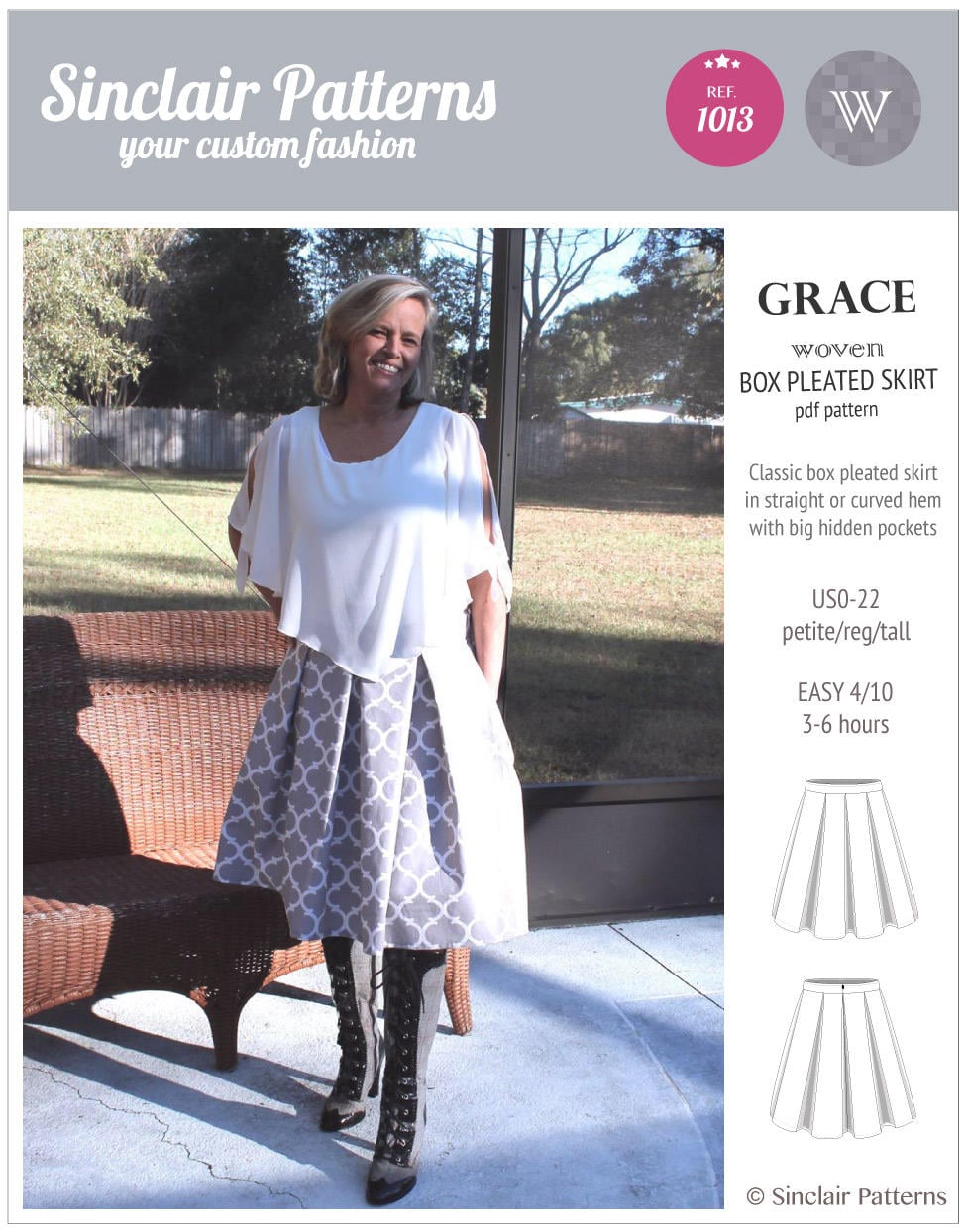 Box pleated skirt sewing pattern pdf /PDF sewing patterns for | Etsy