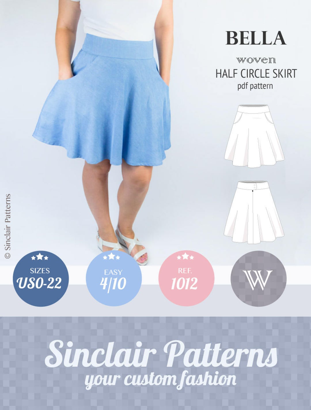 Half Circle Skirt Sewing Pattern Pdf /PDF Sewing Patterns for Women ...