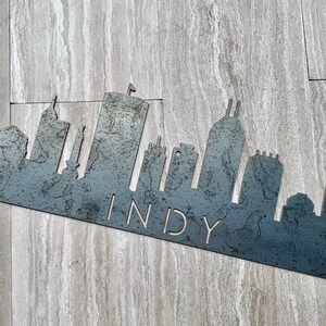 Indianapolis Skyline Steel Sign, Indy Skyline Metal Sign, Metal ...