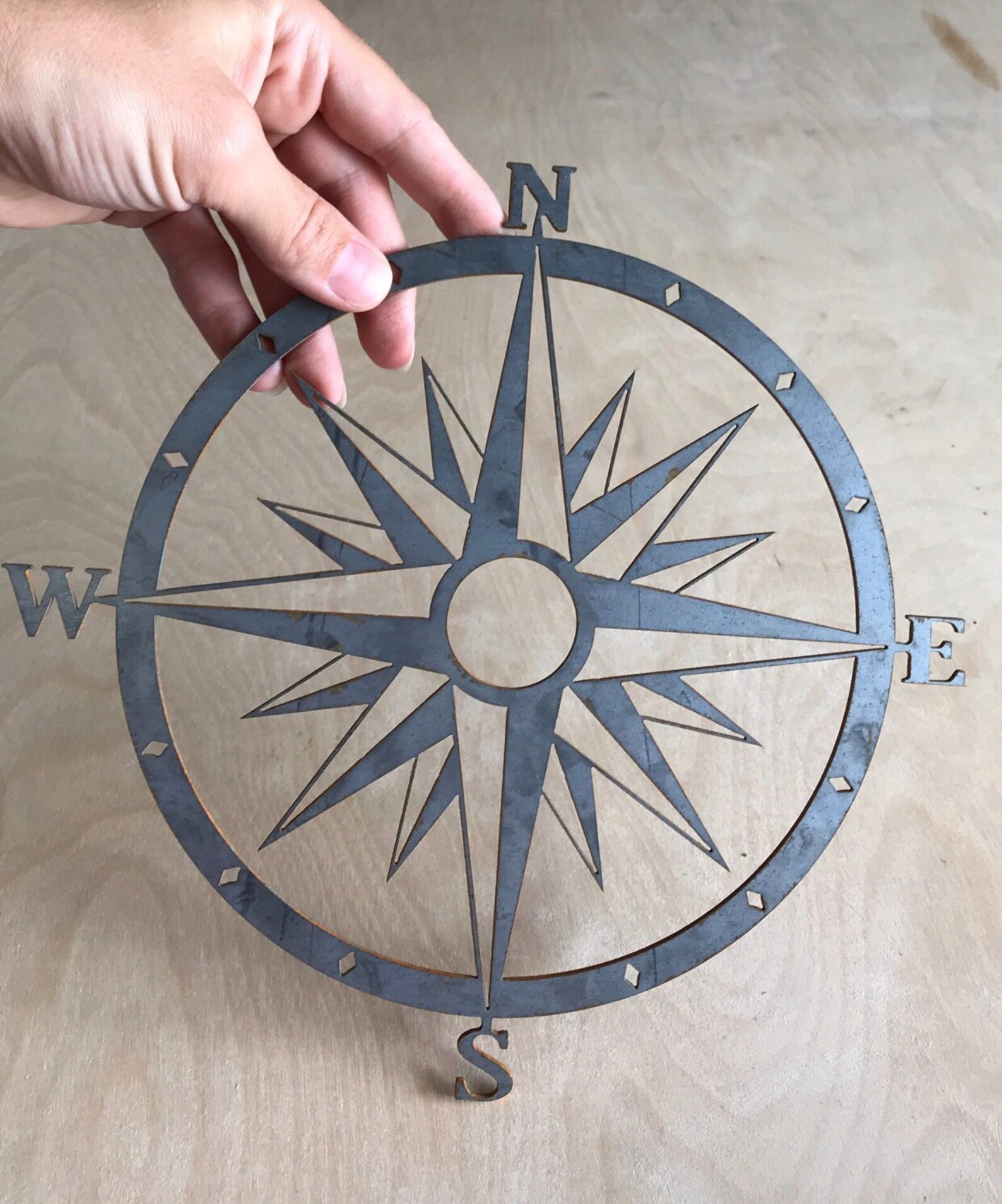 Compass Rose Metal Sign Custom Design Compass Sign Nautical Etsy