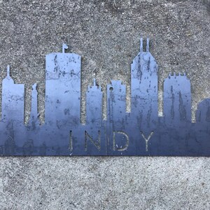 Indianapolis Skyline Steel Sign, Indy Skyline Metal Sign, Metal ...