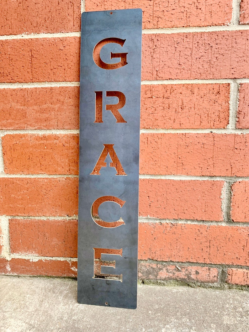 Grace Vertical Steel Sign Farmhouse Metal Signs Bedroom Wall - Etsy
