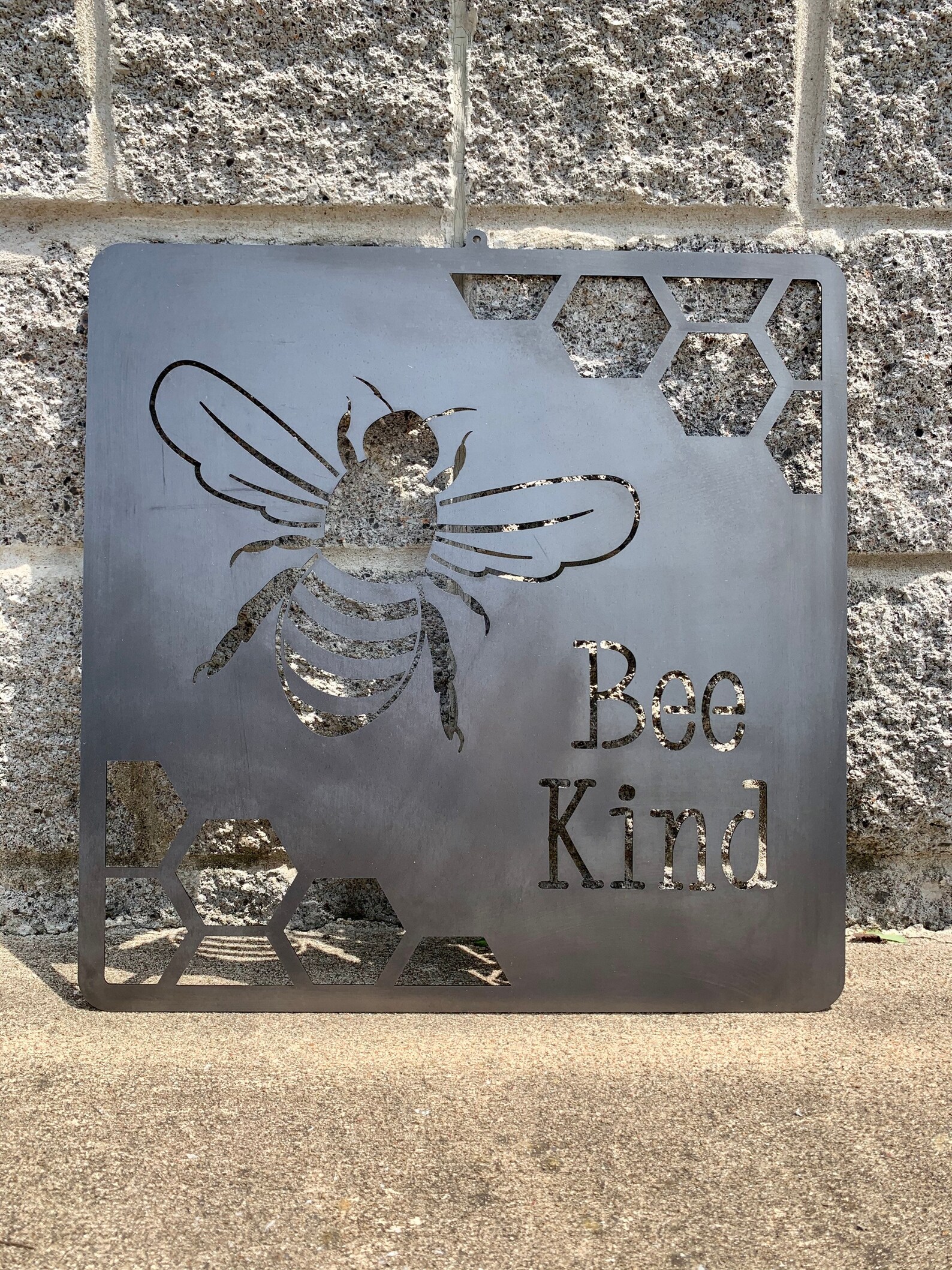 Bee Kind Square Metal Garden Sign With Honeycomb Bee Signs - Etsy