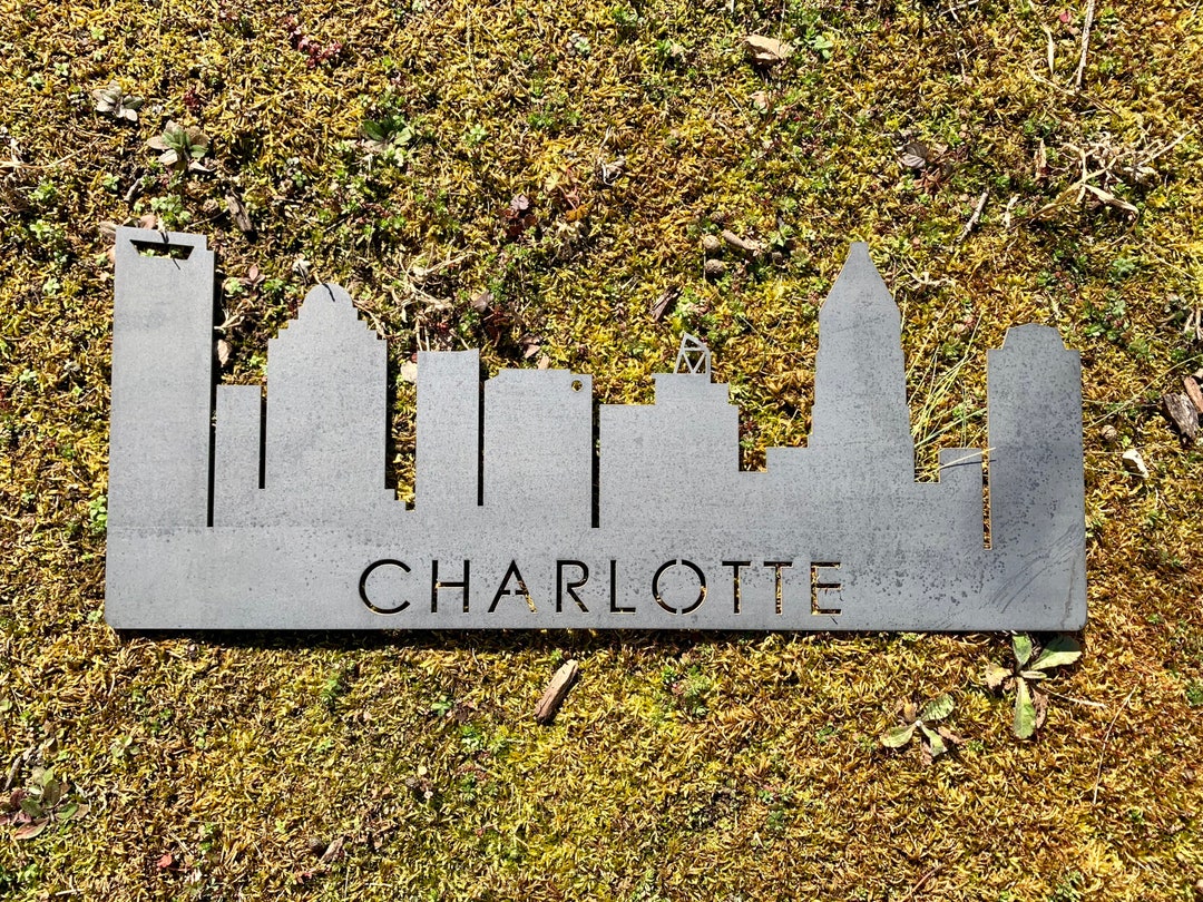 Metal Charlotte City Skyline Sign, Cityscapes, City Signs, Skyline ...