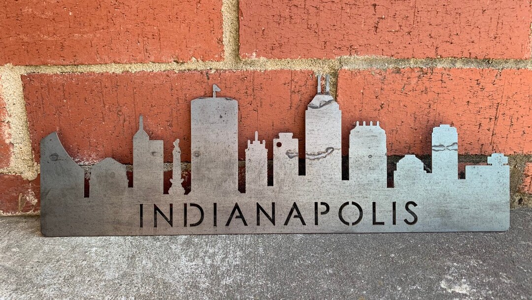 Indianapolis Skyline Steel Sign, Indy Skyline Metal Sign, Metal ...