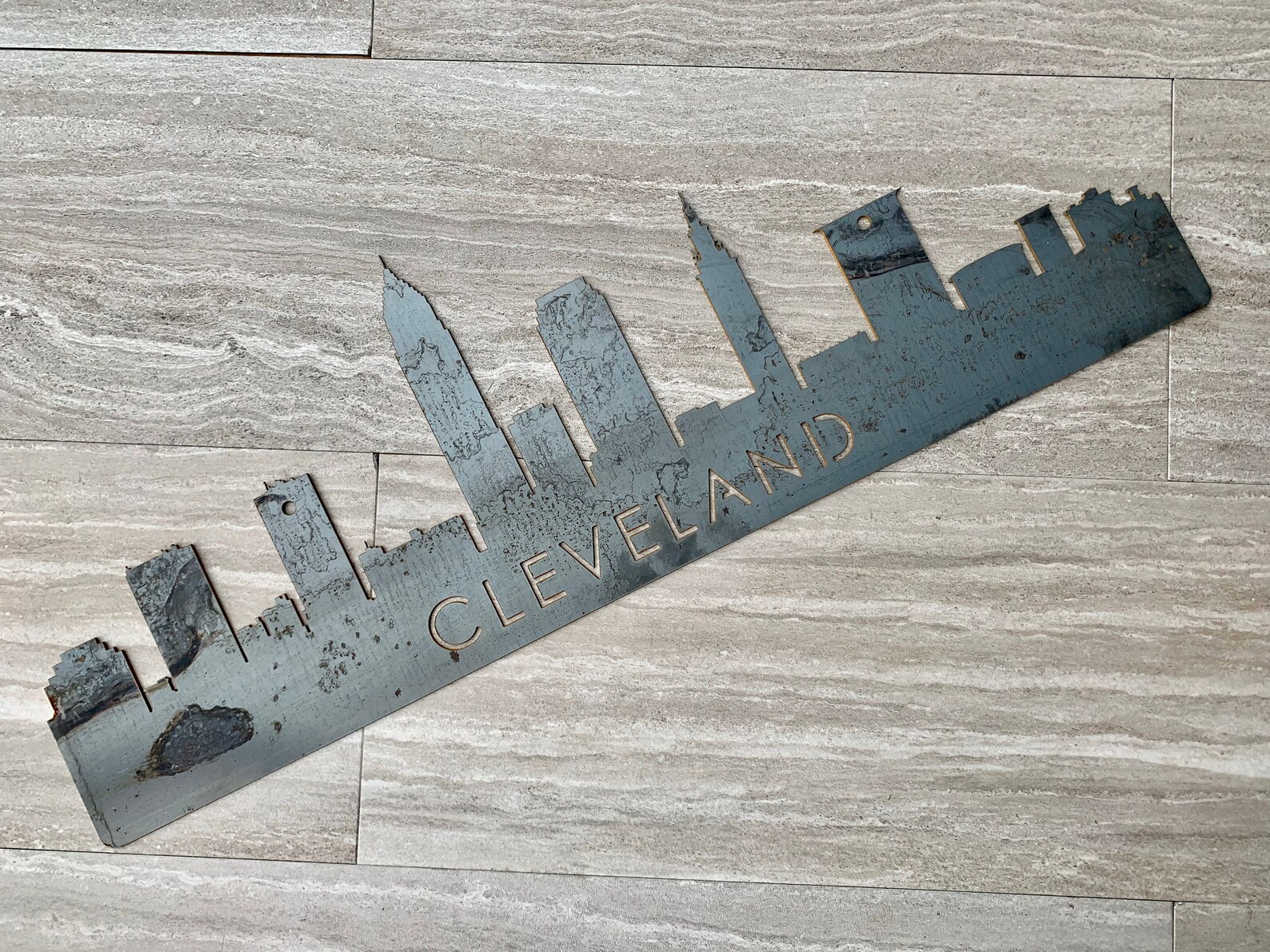 Cleveland Skyline Steel Sign Cleveland Cityscape Cleveland - Etsy