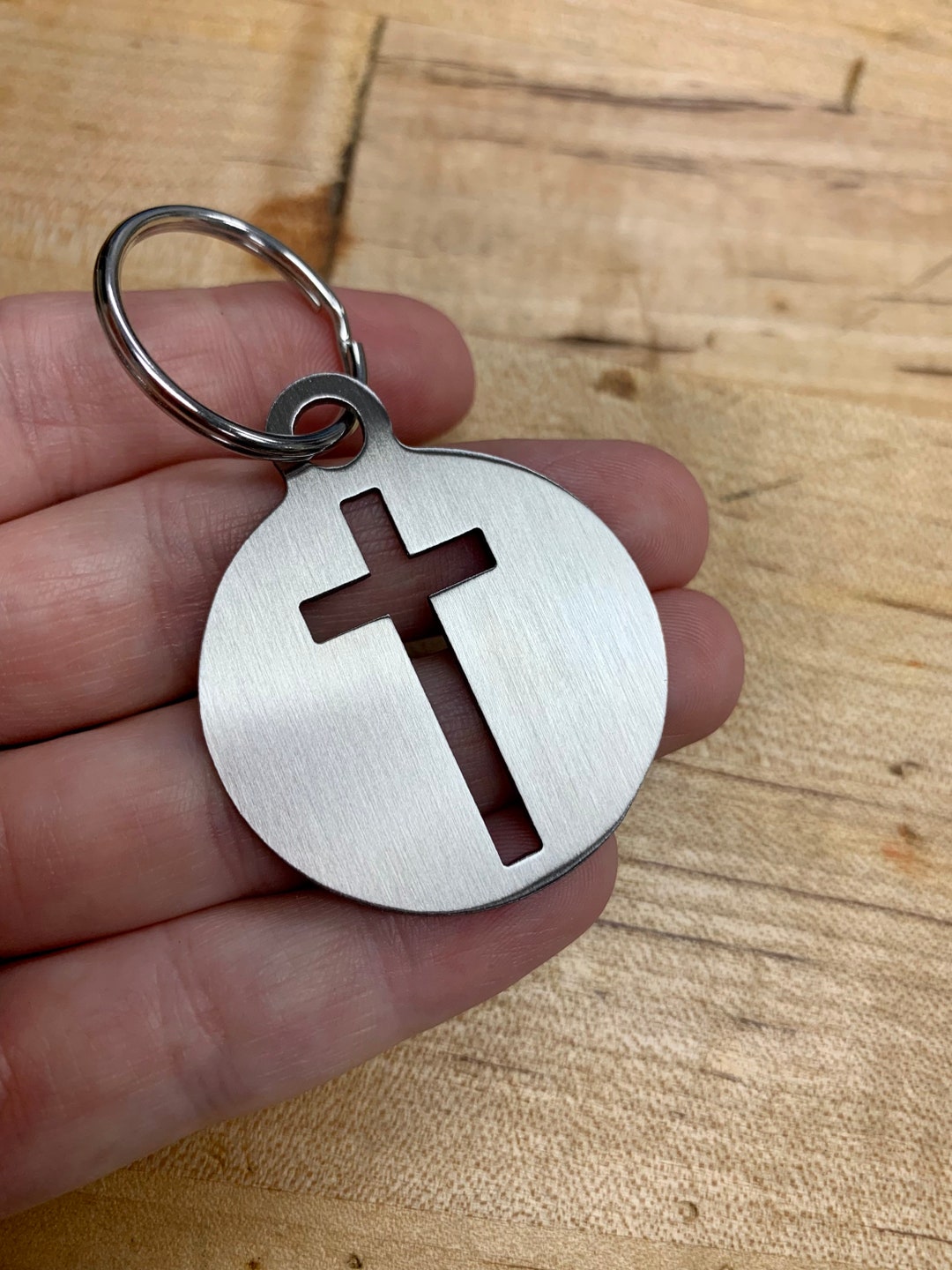 Cross Stainless Steel Keychain, Cross Key Chain, Religious Gift, - Etsy