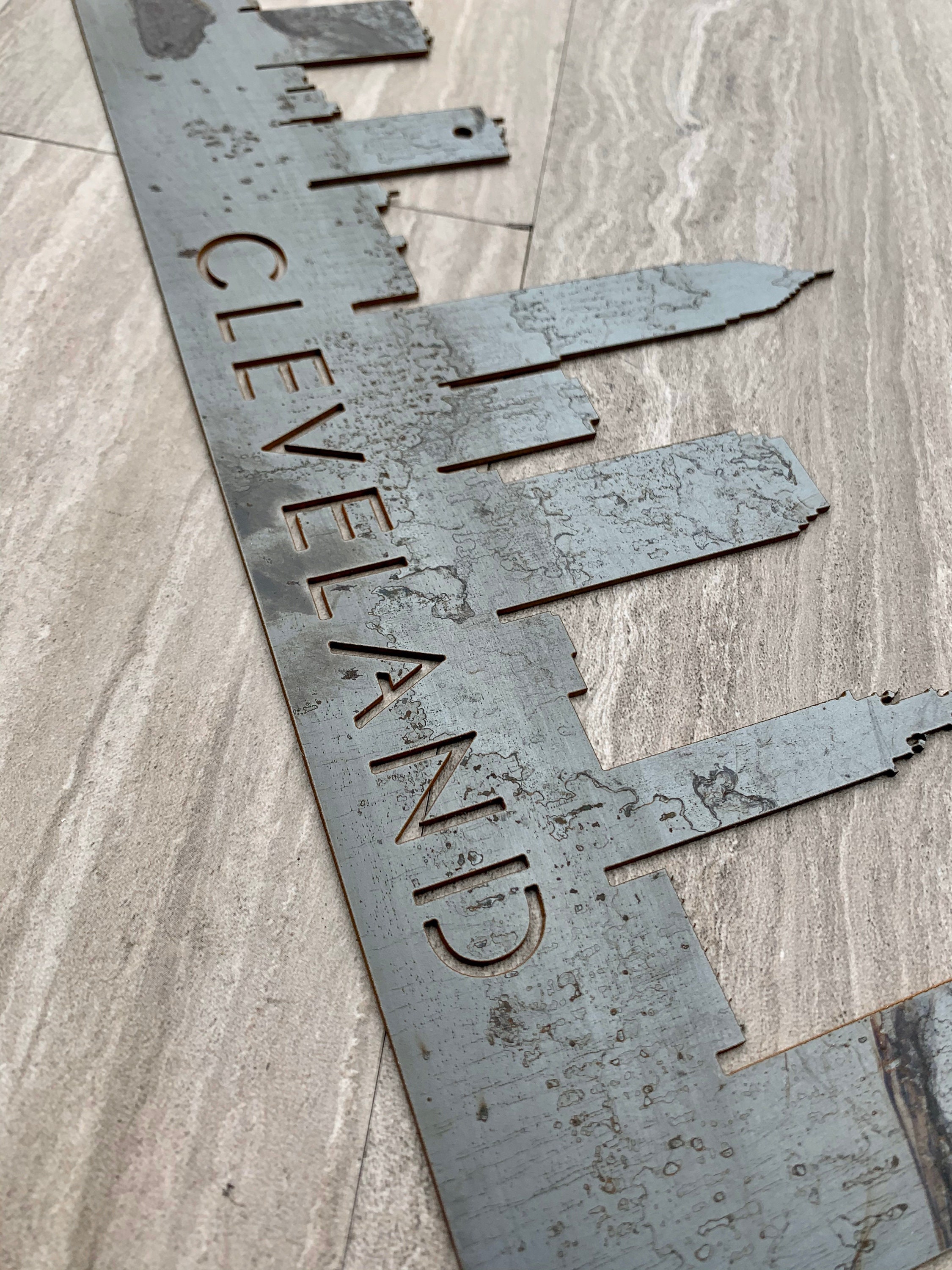 Cleveland Skyline Steel Sign Cleveland Cityscape Cleveland | Etsy