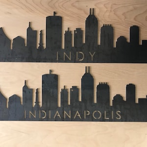 Indianapolis Skyline Steel Sign, Indy Skyline Metal Sign, Metal ...