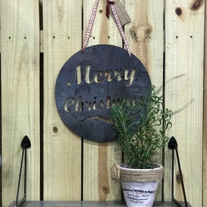 Merry Christmas Round Steel Sign, Christmas Decor, Farmhouse Decor ...