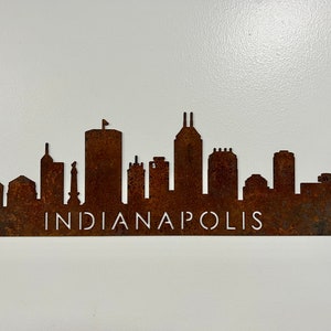 Indianapolis Skyline Steel Sign, Indy Skyline Metal Sign, Metal ...