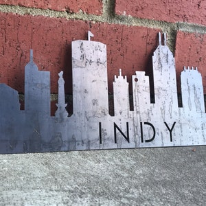 Indianapolis Skyline Steel Sign, Indy Skyline Metal Sign, Metal ...