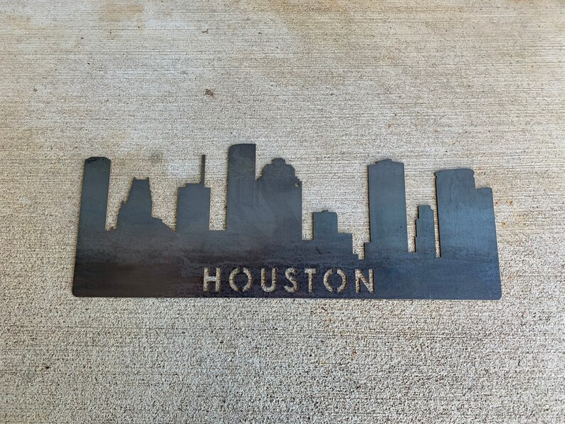 Houston Texas Custom Skyline Steel Sign Houston Metal Sign - Etsy