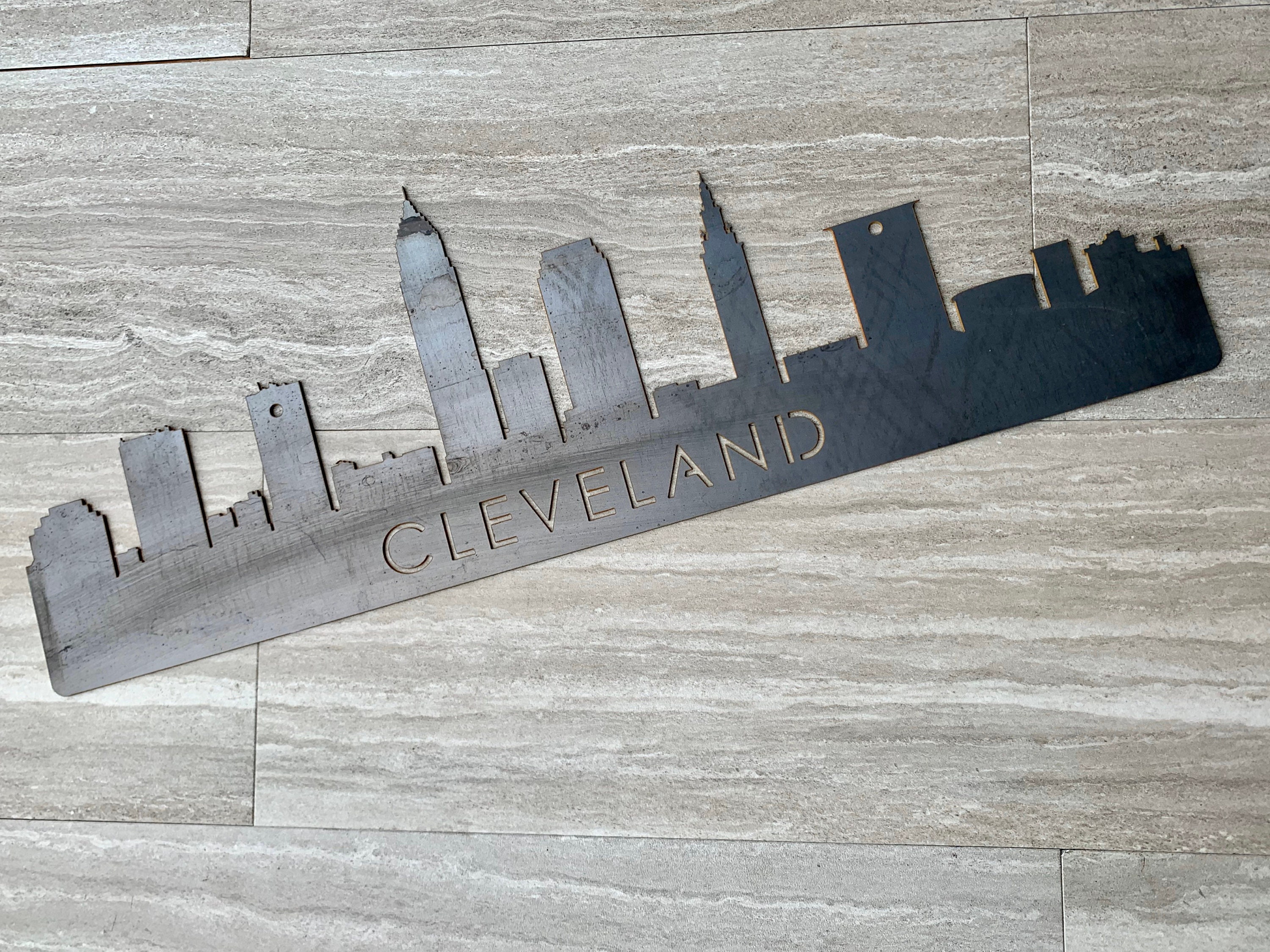 Cleveland Skyline Steel Sign Cleveland Cityscape Cleveland | Etsy