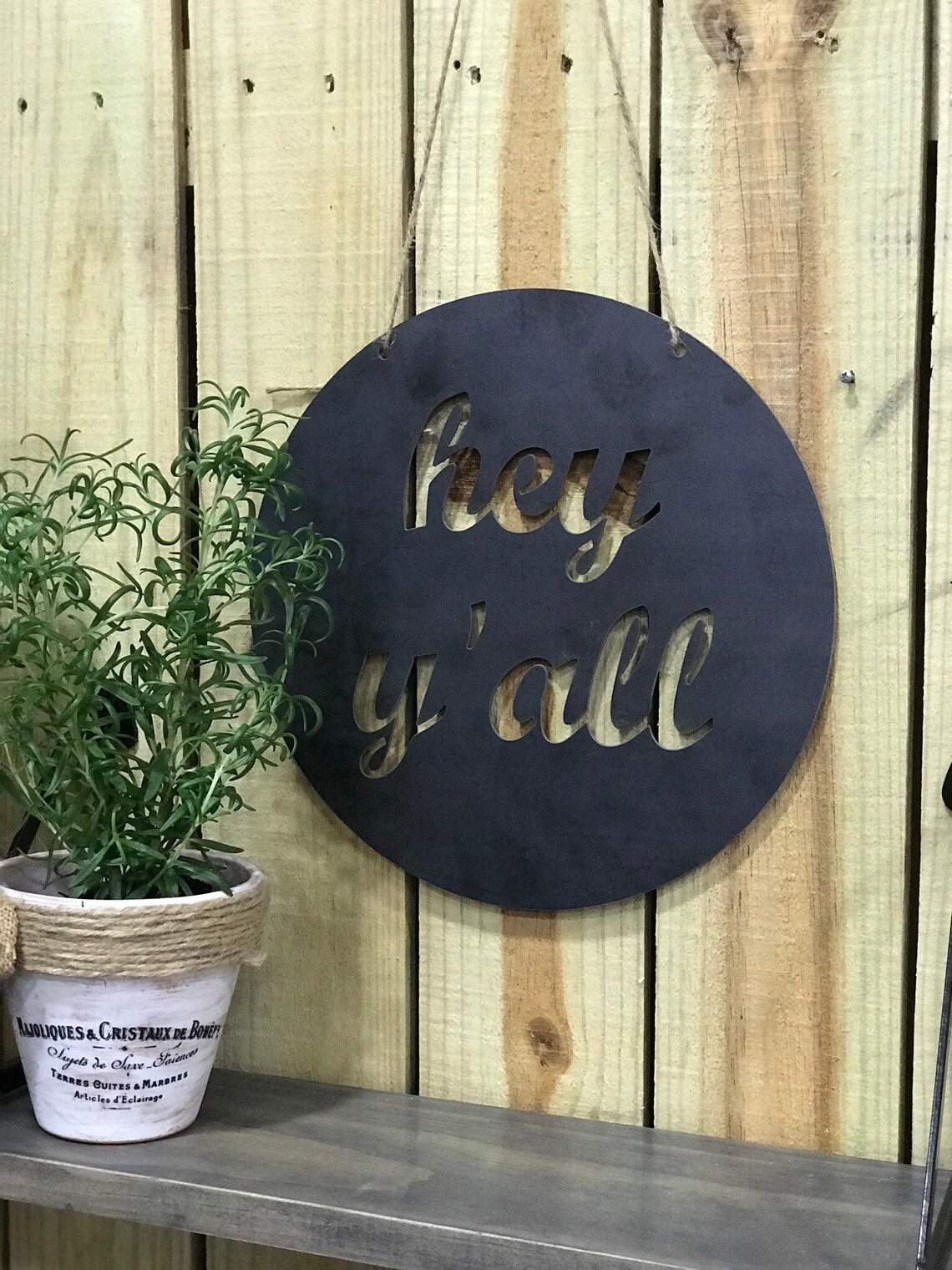 Hey Yall Round Steel Sign Metal Sign Porch Decor Patio Etsy
