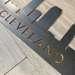 Cleveland Skyline Steel Sign, Cleveland Cityscape, Cleveland Metal Sign ...