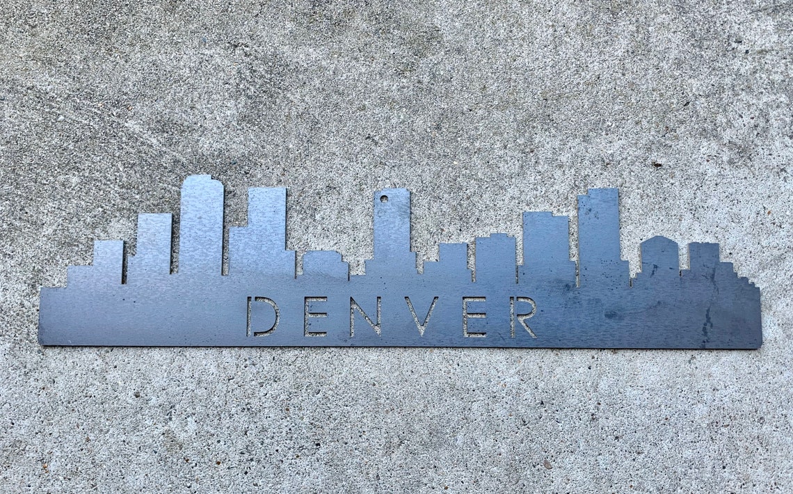 Denver Skyline Metal Sign Denver Cityscape Colorado Metal | Etsy