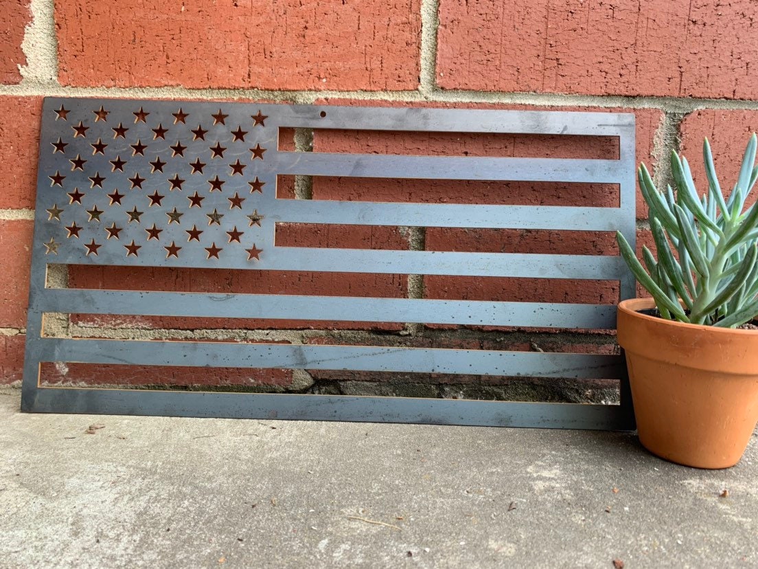 American Flag Metal Sign Steel Flag America Decor Memorial - Etsy