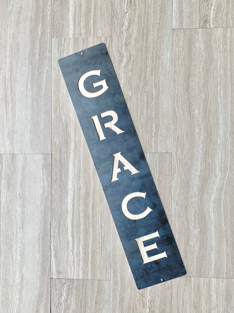 Grace Vertical Steel Sign Farmhouse Metal Signs Bedroom Wall - Etsy