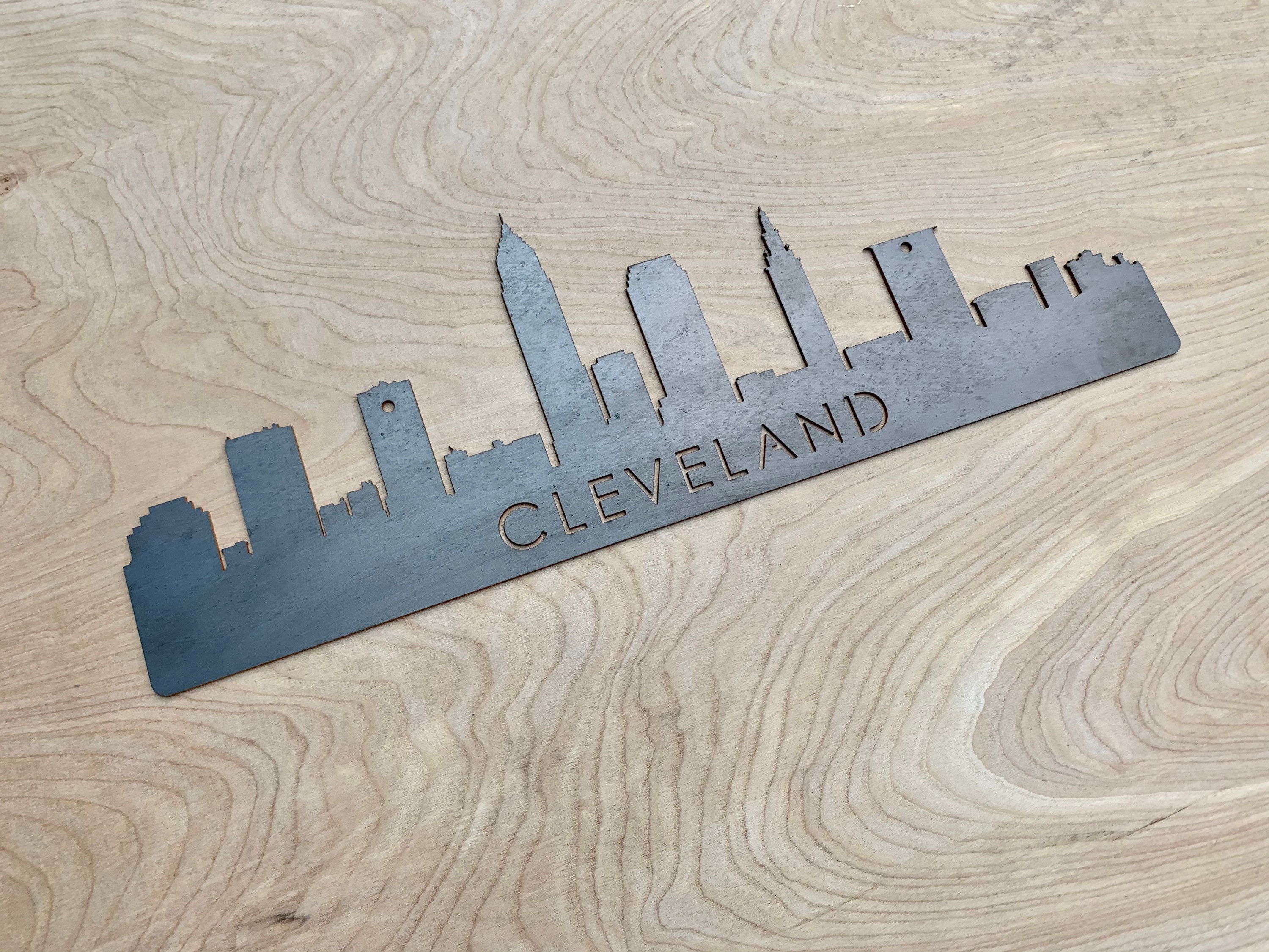 Cleveland Skyline Steel Sign Cleveland Cityscape Cleveland | Etsy