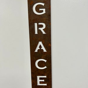 Grace Vertical Steel Sign, Farmhouse Metal Signs, Bedroom Wall Art ...