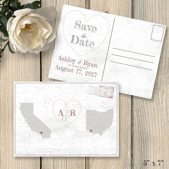 Hometown States Printable Save the Date Postcard | Etsy