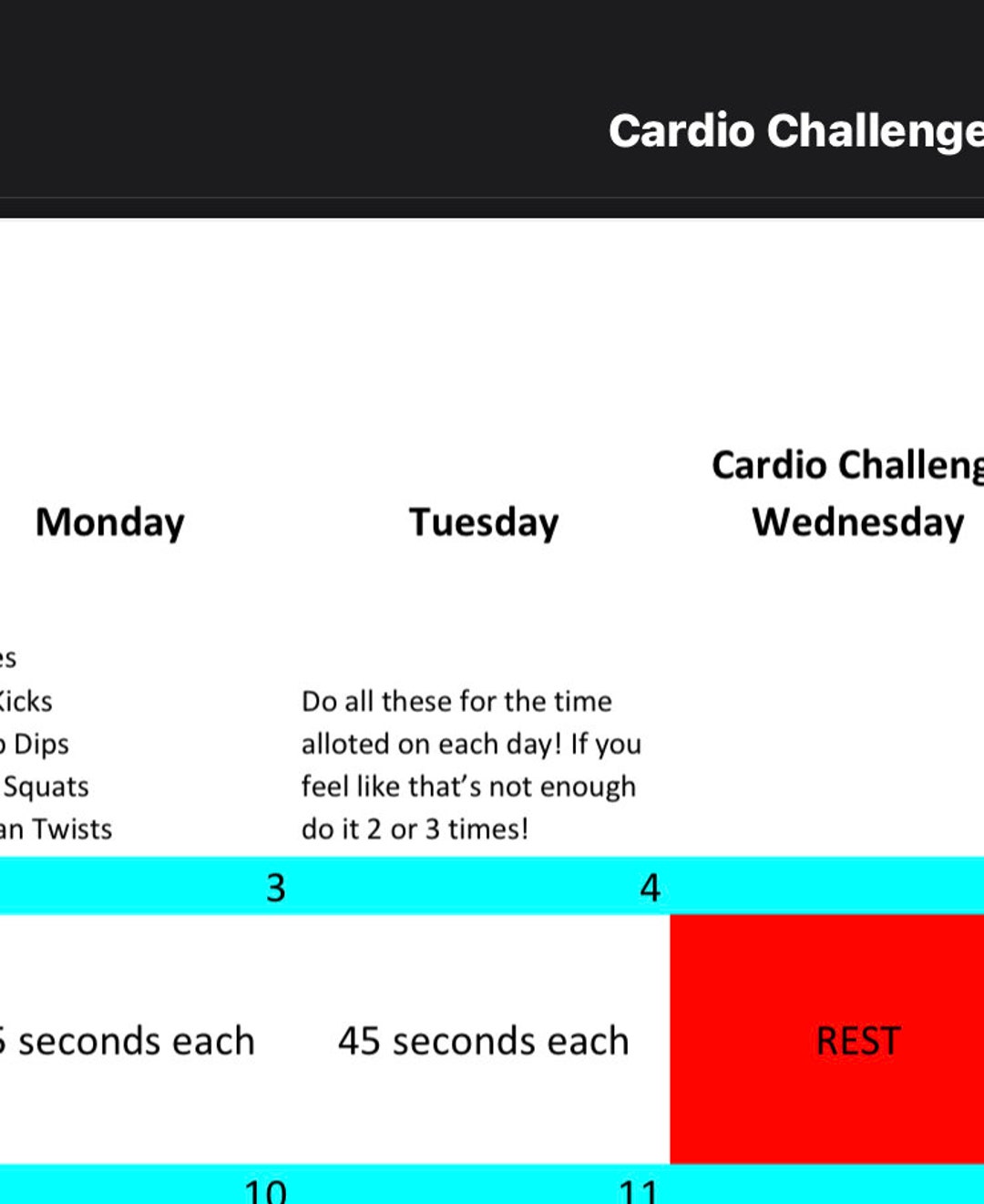 30 Day Cardio Challenge Calendar | No Equipment Home Workout PDF ...