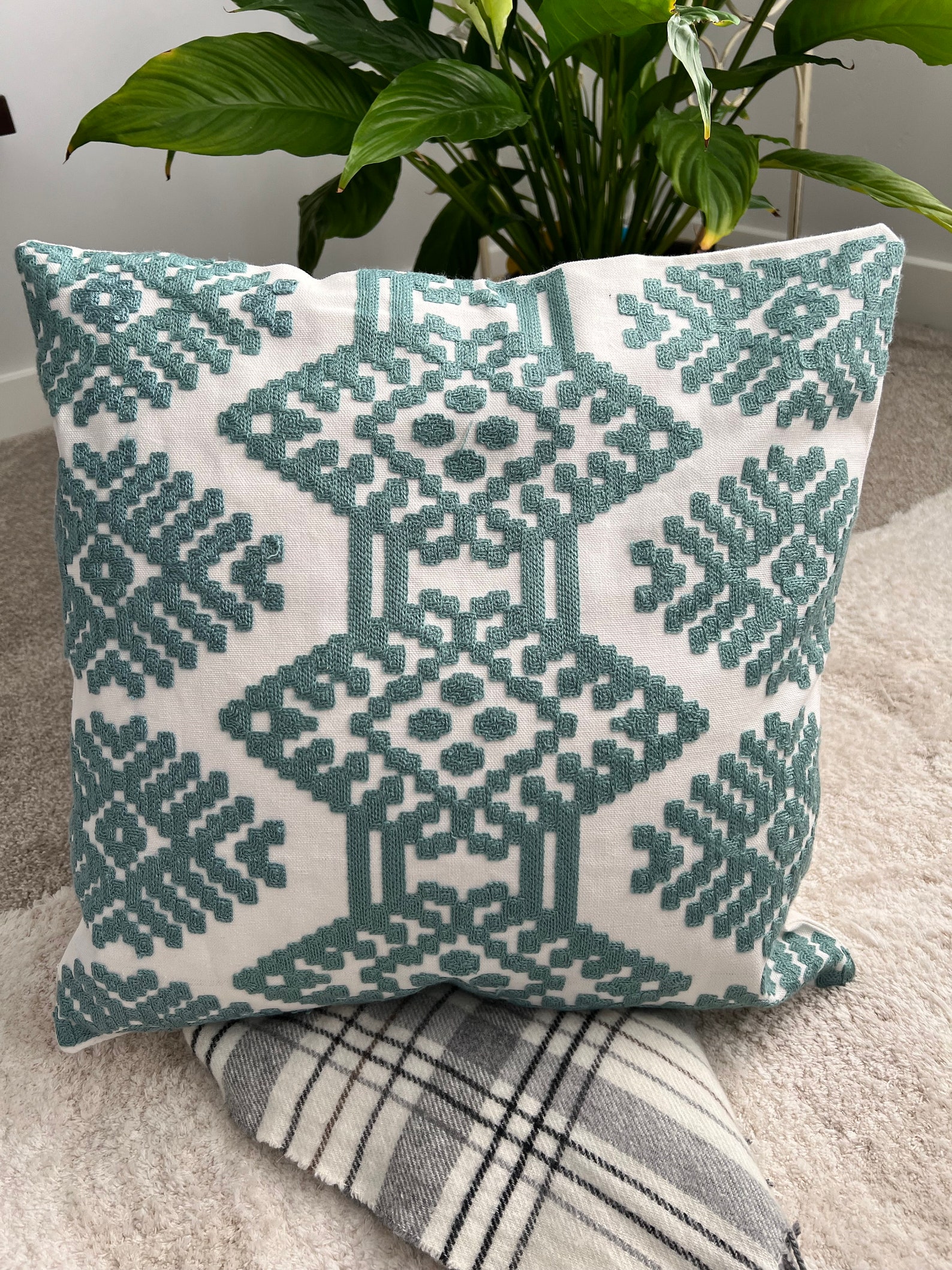 Machine Embroidered Pillow Cover: Organic Cotton Cushion - Etsy