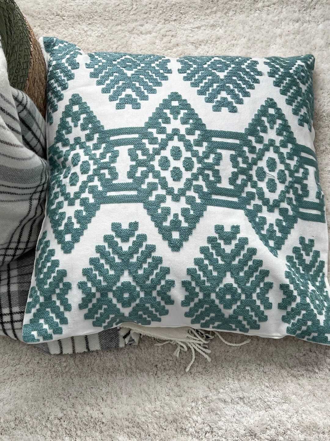 Machine Embroidered Pillow Cover: Organic Cotton Cushion - Etsy