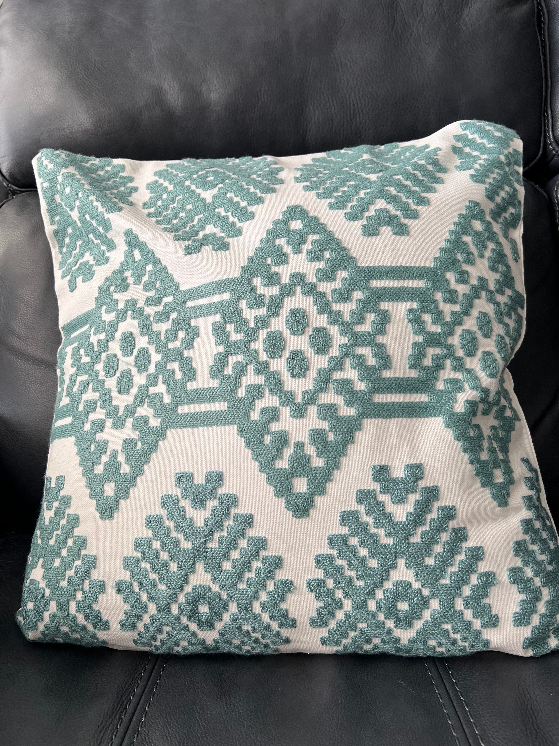 Machine Embroidered Pillow Cover: Organic Cotton Cushion - Etsy