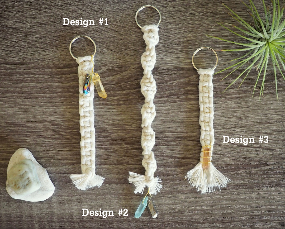 Elegant Handmade Macrame Keychain With Crystals - Etsy