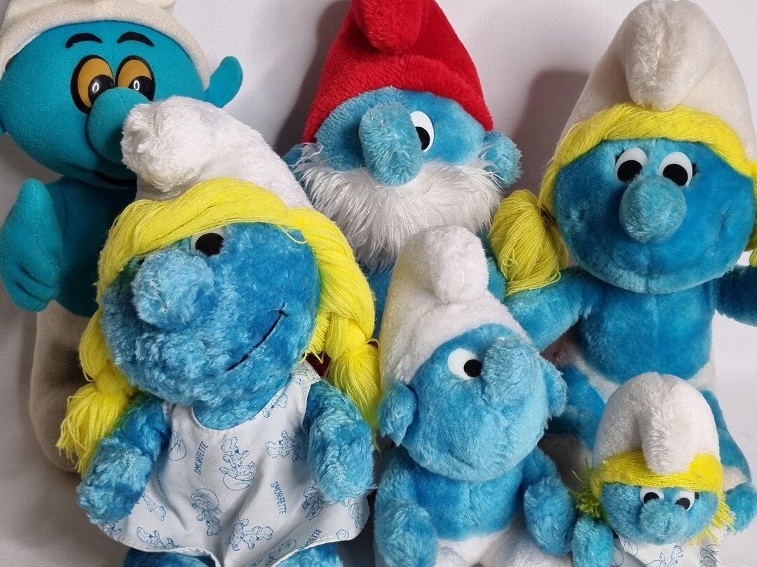 Set of 7 Vintage Smurf Plush Toys (1970s-1990s), Peyo Wallace Berrie ...