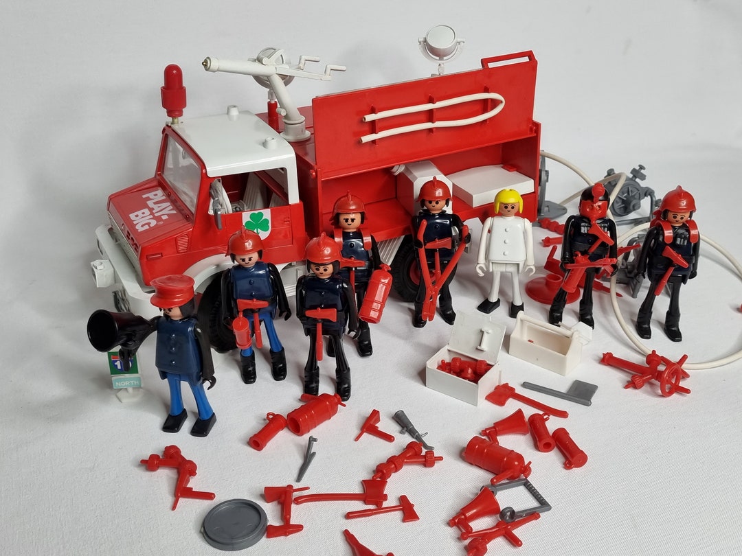 Vintage 70s Play-big Set, Intervention Vehicle and Firefighter ...