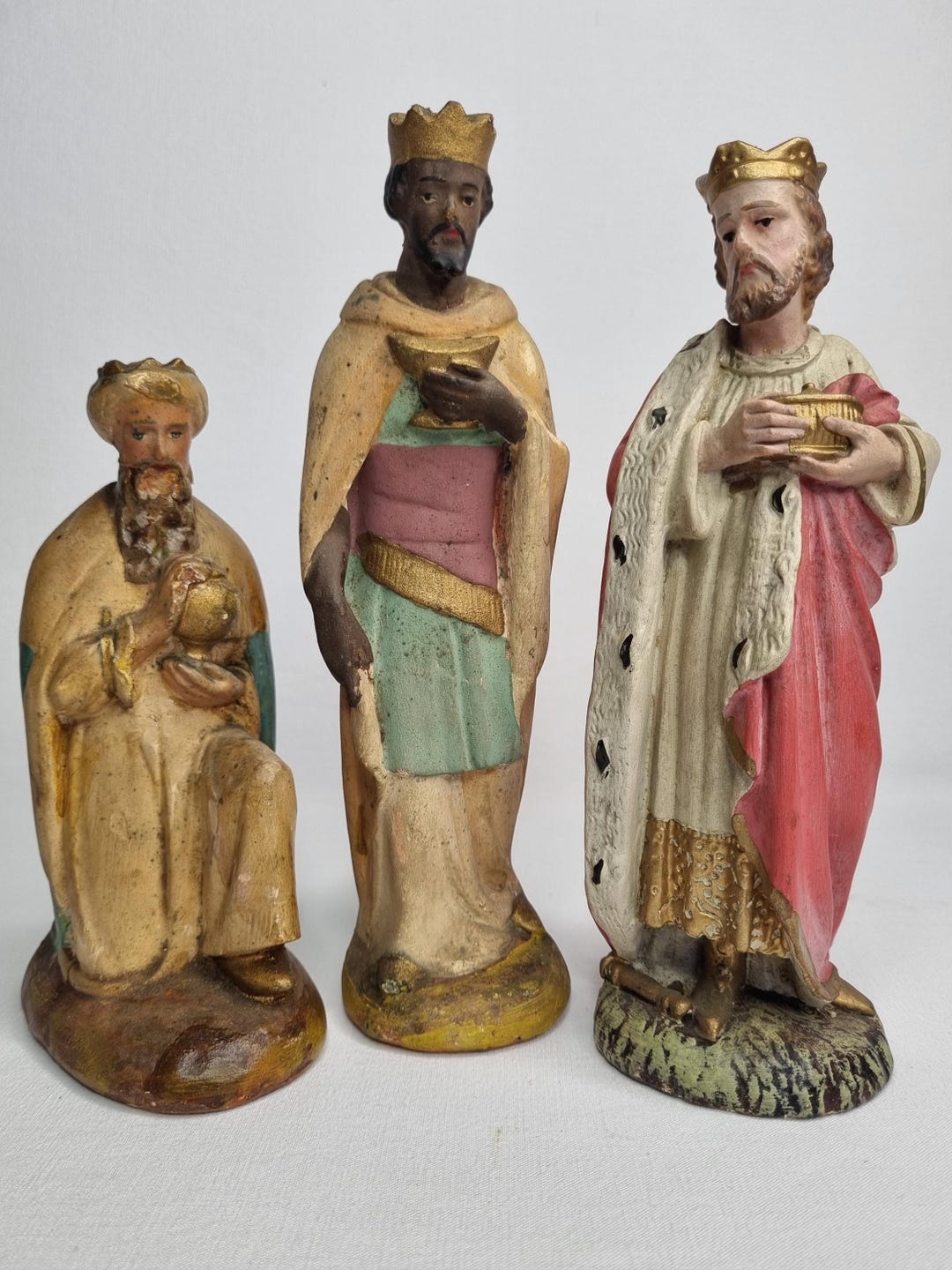 Three Antique Plaster Wise Men – C. 1910 (17 to 23 Cm) - Etsy