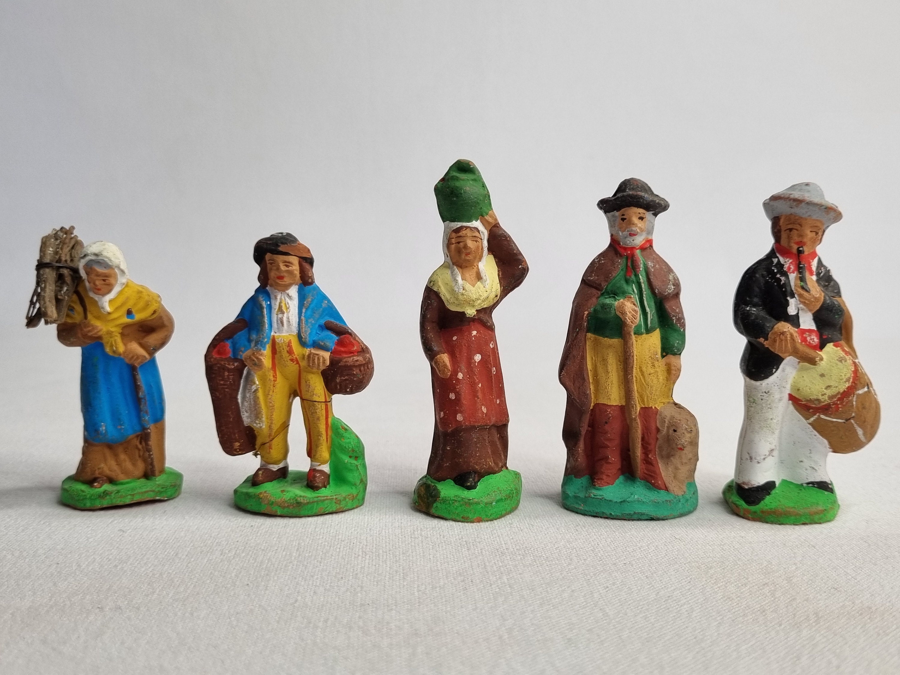 Ensemble de 14 santons de Provence vintage Chave Aubagne en terre cuite ...