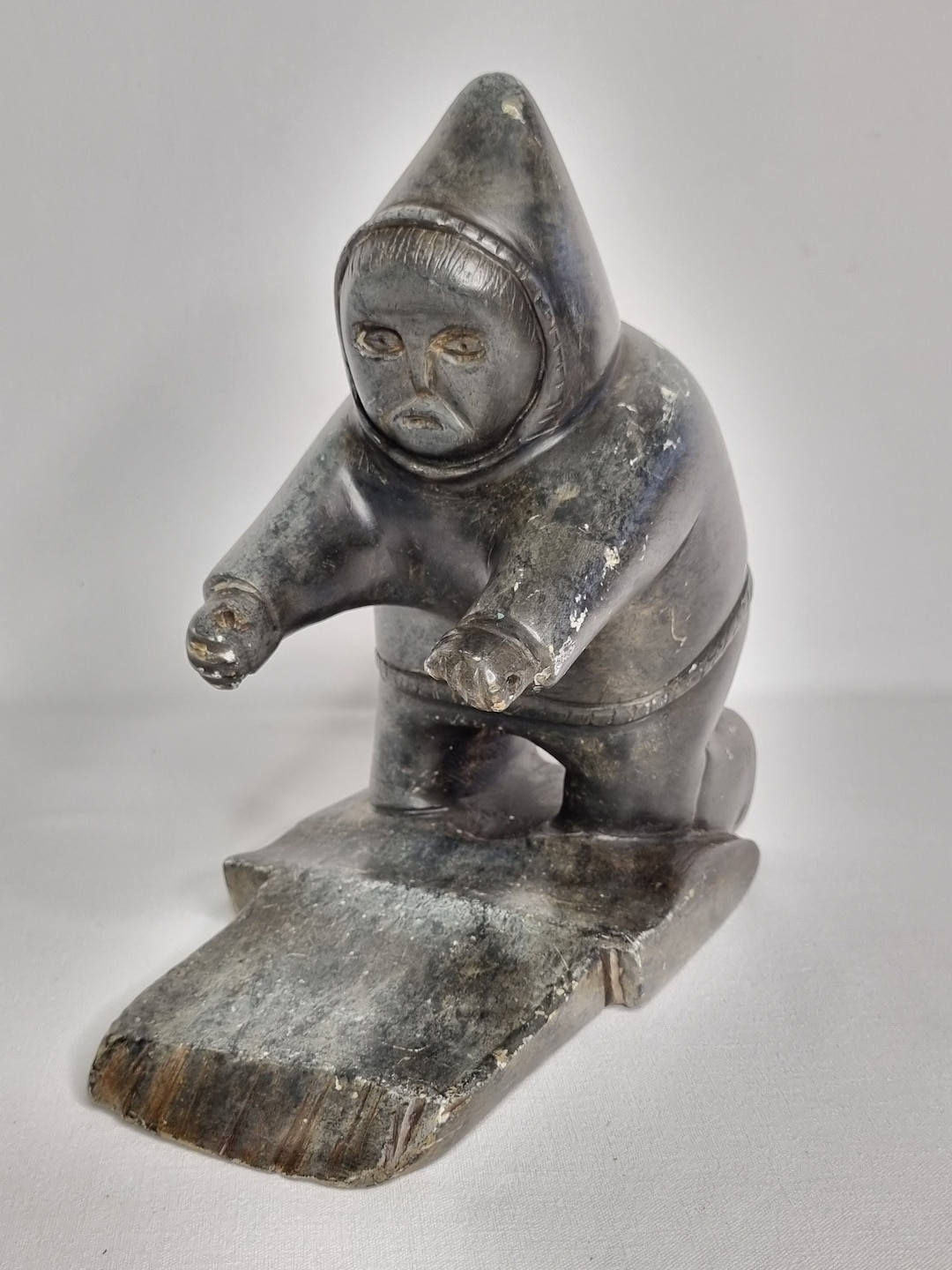 Inuit Soapstone Sculpture of Hunter, Incomplete Hunting Scene ...