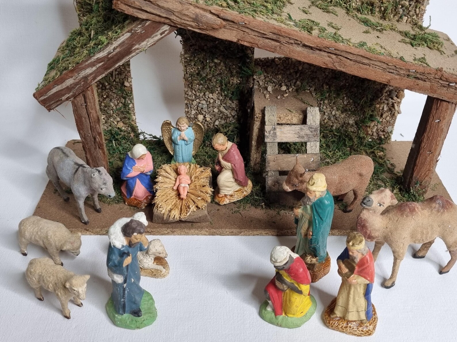 1950s-60s Christmas Nativity Set With 14 Devineau Plaster Santons ...