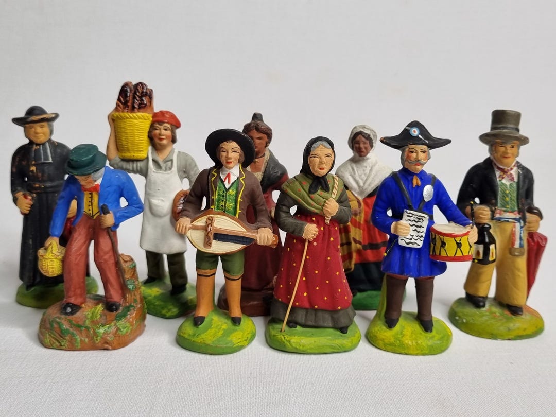 Set of 9 Provence Terracotta Santons Including Jouve and Carbonel, 9-10 ...
