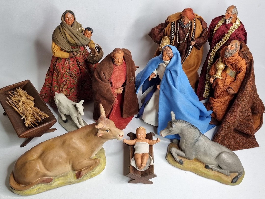 Antique Provençal Nativity Scene, Signed Simone Jouglas, Terracotta and ...