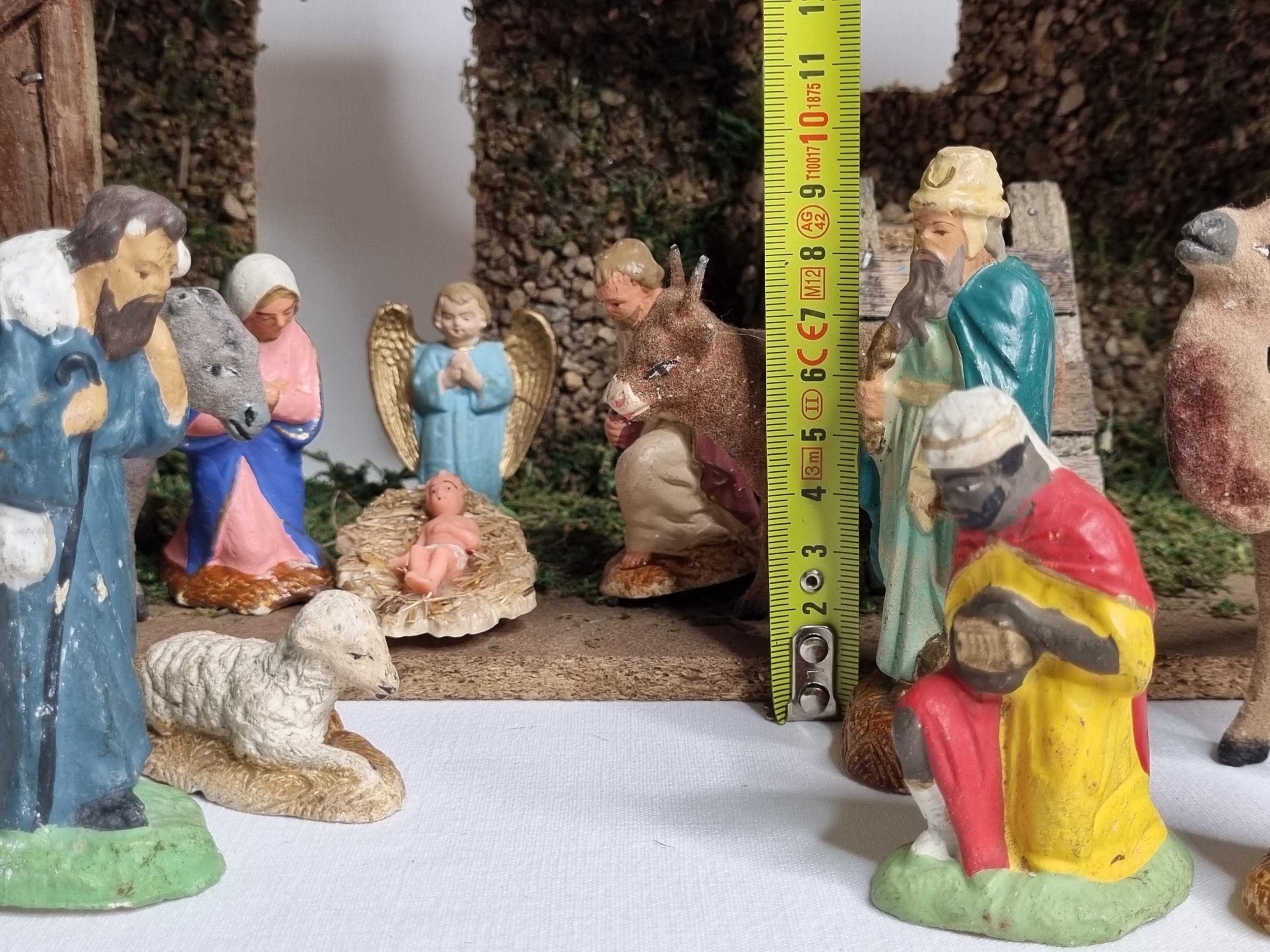 1950s-60s Christmas Nativity Set With 14 Devineau Plaster Santons ...