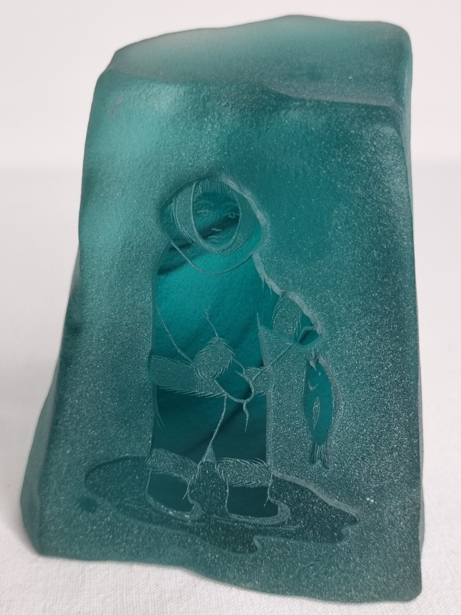 Inuit Glass Carving Sculpture, Depicting a Fisherman, 10 Cm, Siku ...