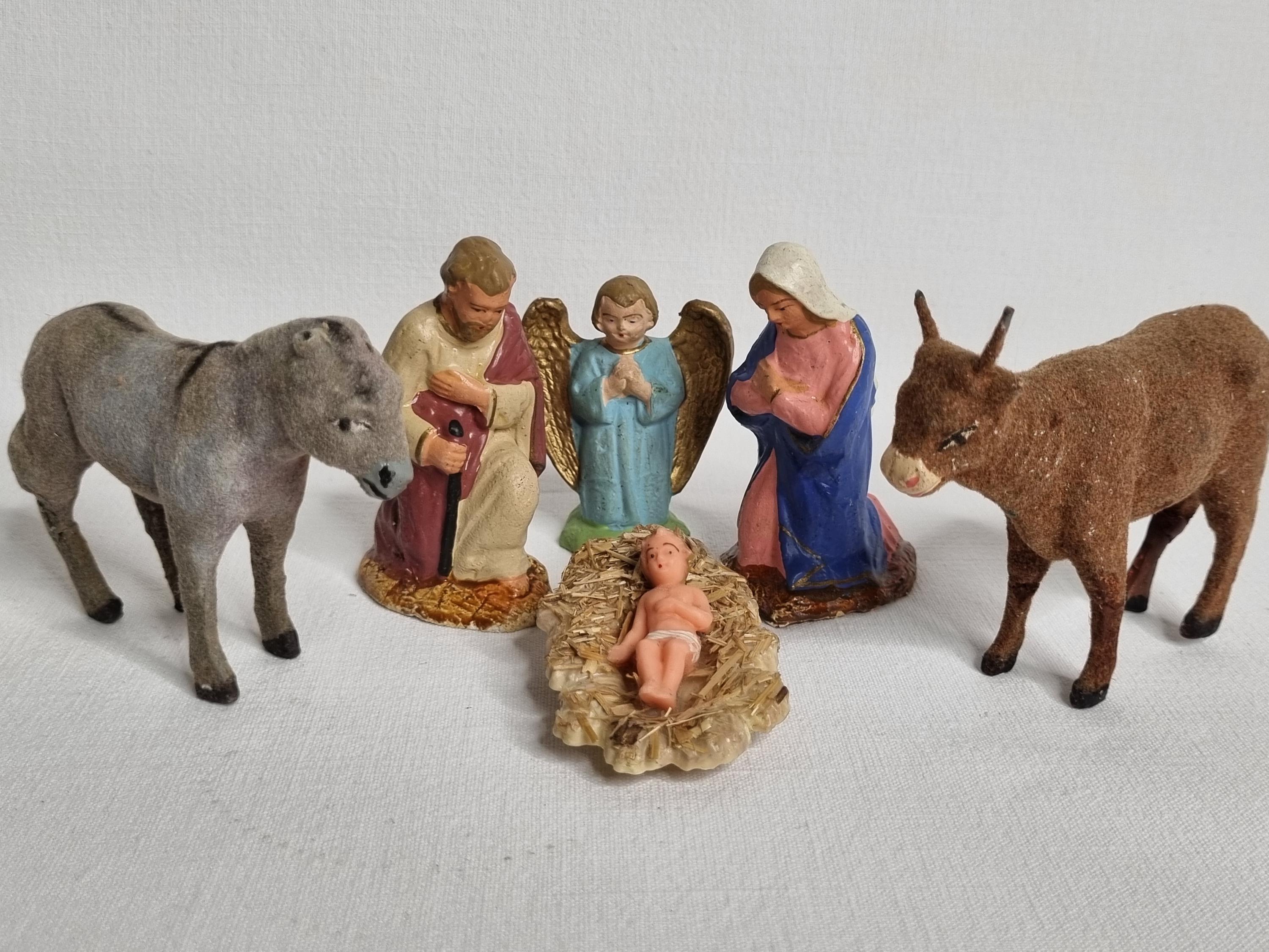 1950s-60s Christmas Nativity Set With 14 Devineau Plaster Santons ...