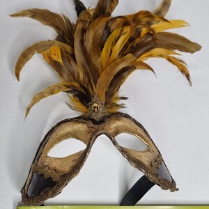 Venetian Mask With Golden Feathers and Ornamental Detail - Etsy