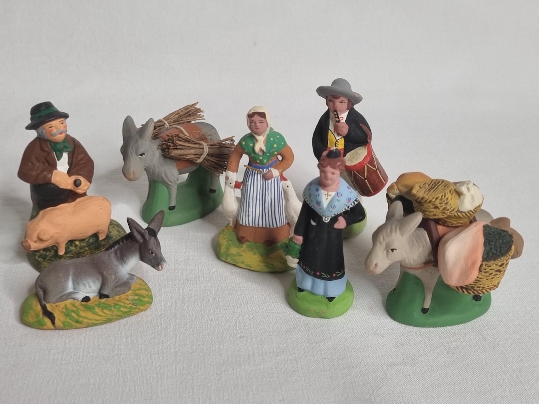 Santons de Provence – Lot de 7 santons d’art signés (Escoffier, Guégan ...