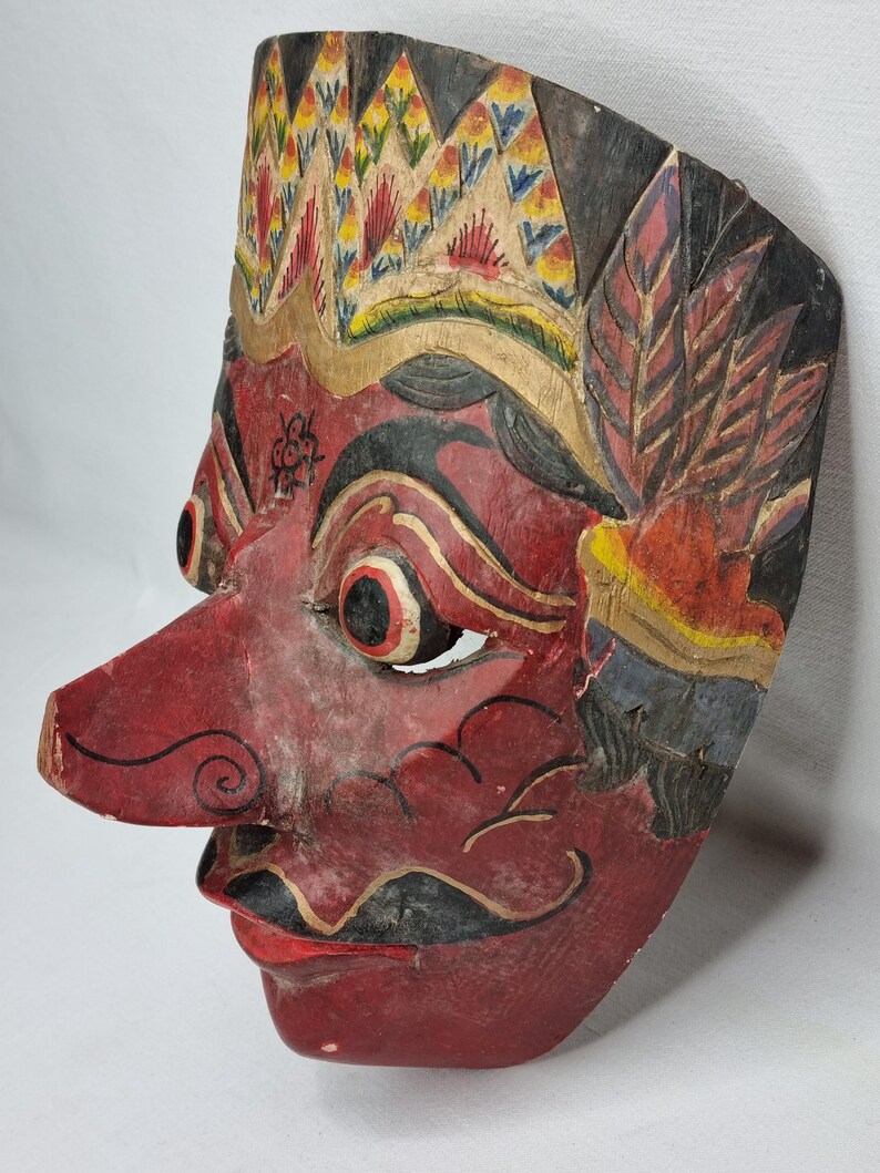 Traditional Javanese Wooden Mask of Klana Sewandana, Topeng Dance Drama ...