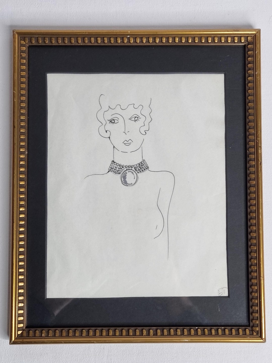 Fashion Sketch, Original Drawing Attributed to Jean Eden, 1960s-70s, 25 ...