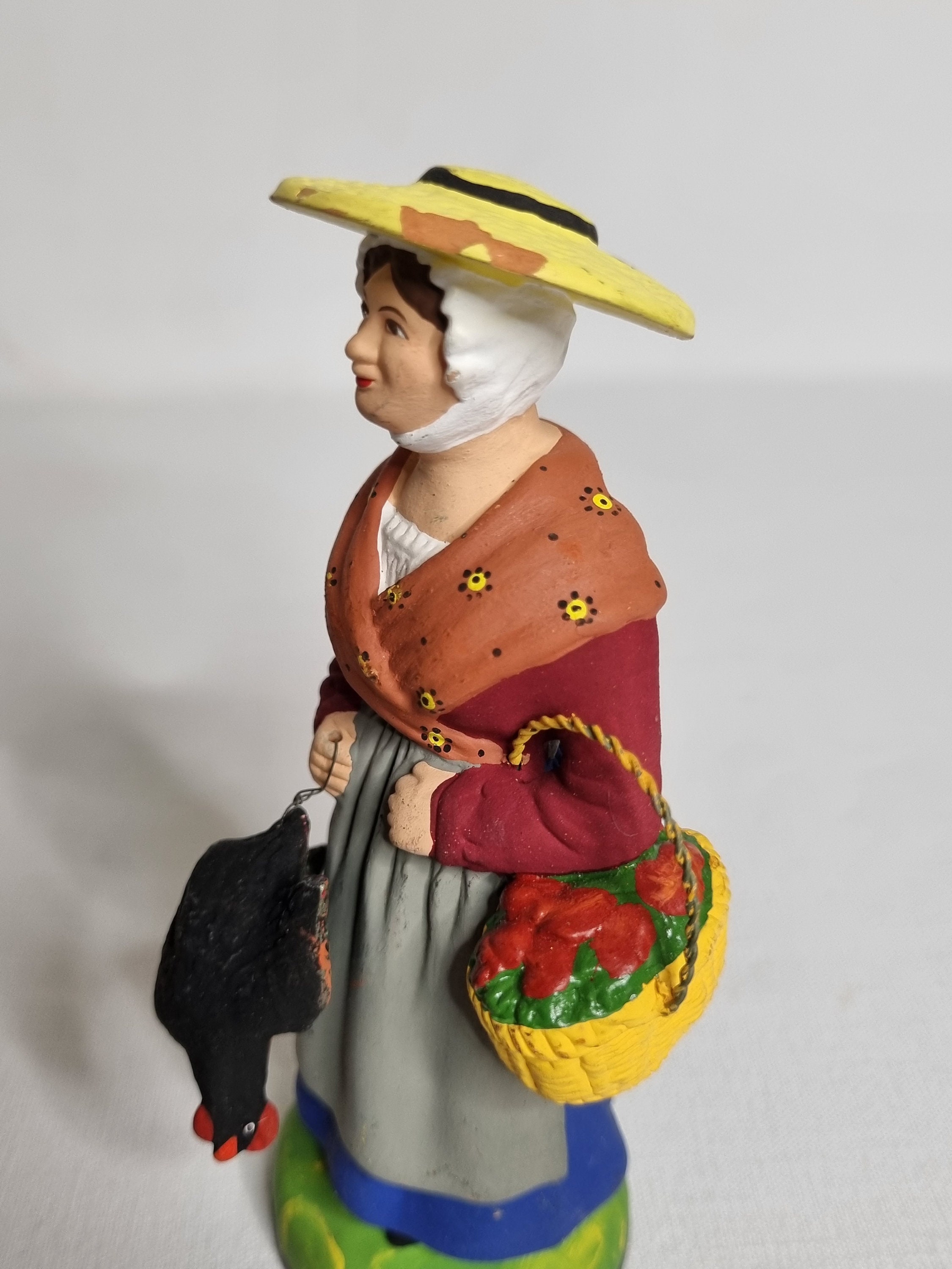 Ensemble de 4 santons de Provence vintage dont un signé Carbonel, 13 cm ...